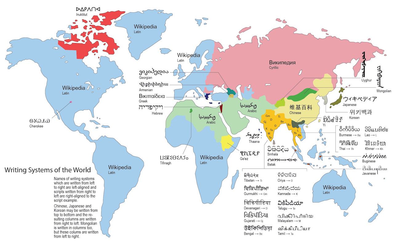 Check Out This Map Of The Writing Systems Still In Use In The World Today 