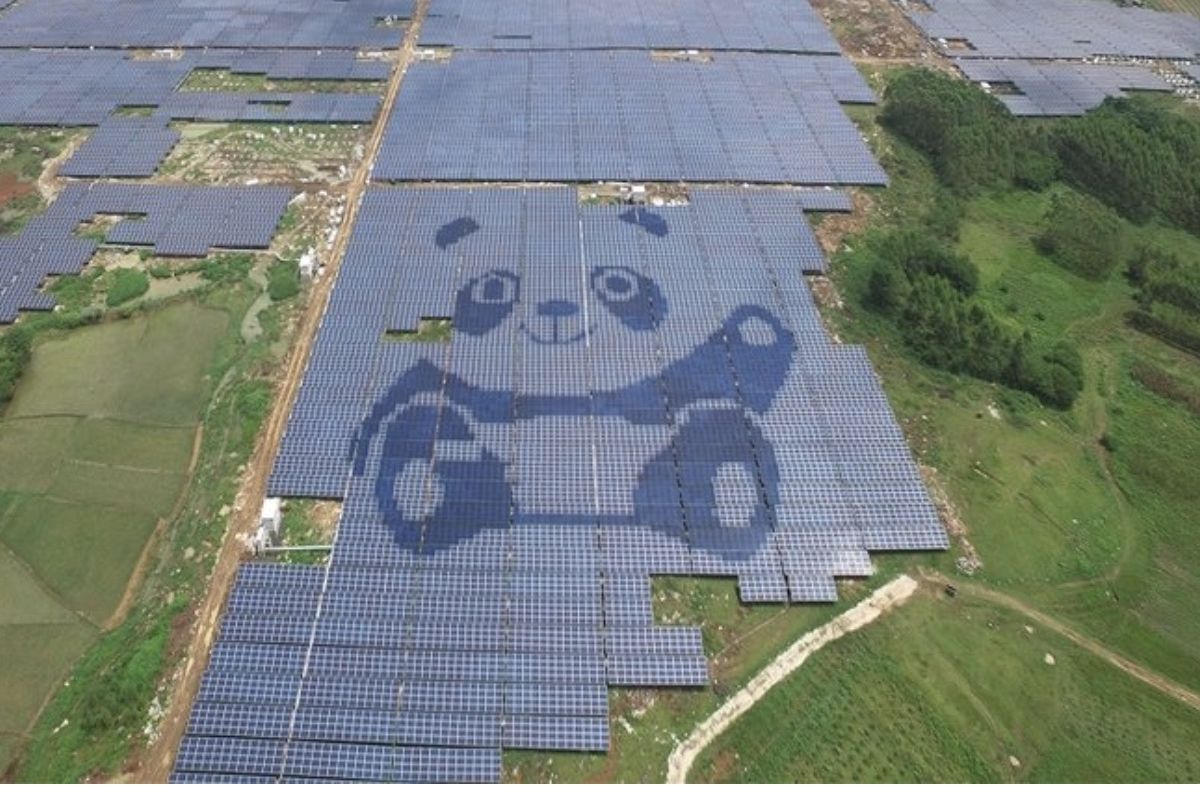 China is developing solar power farms and they are shaped like pandas