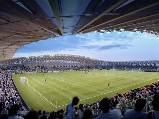 Soccer stadium built with sustainable timber