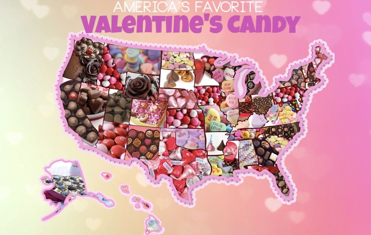 The United States’ favorite Valentine’s Day candy map